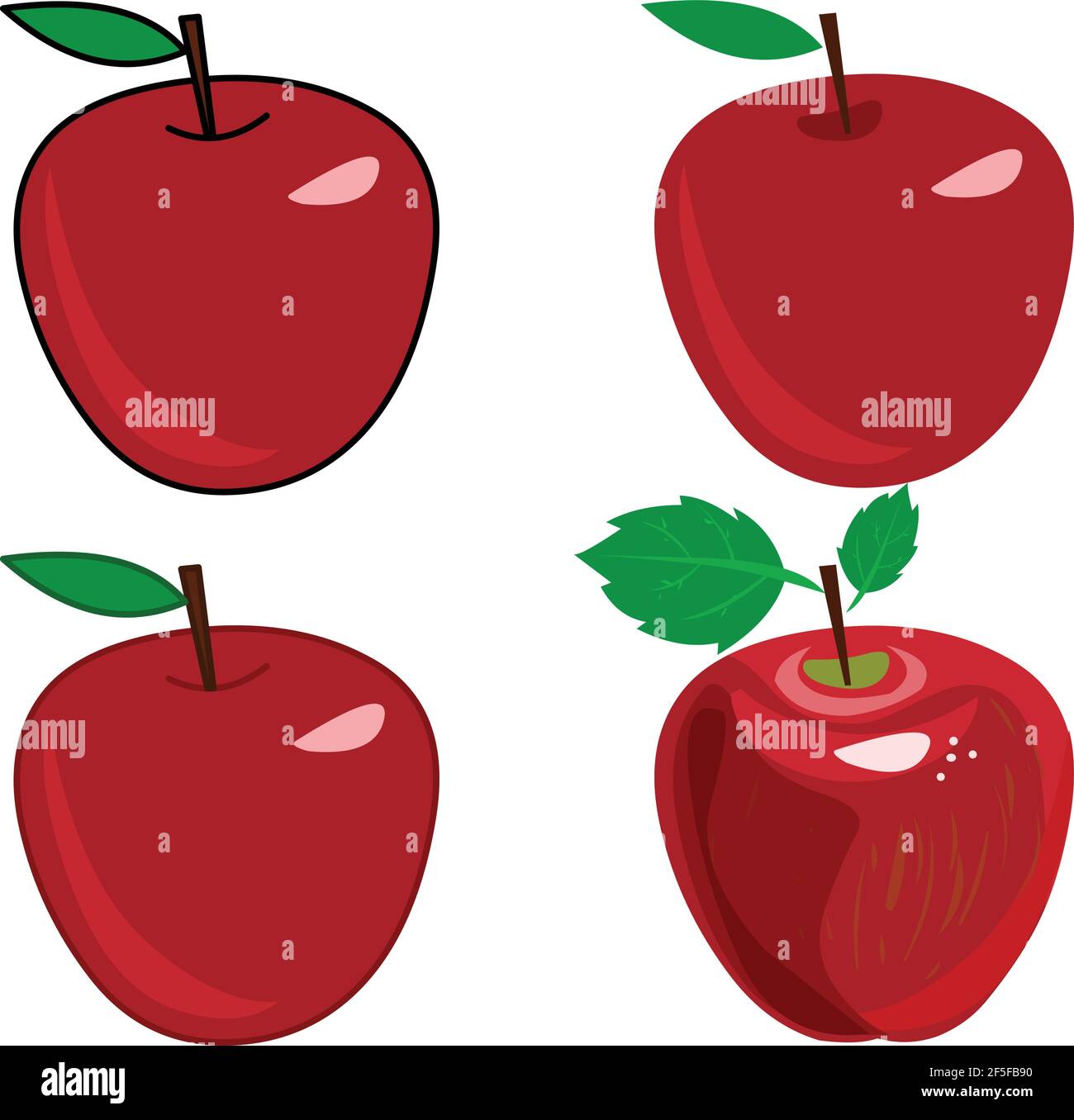 Set of red apple illustration vecot logo icon Stock Vector Image & Art ...
