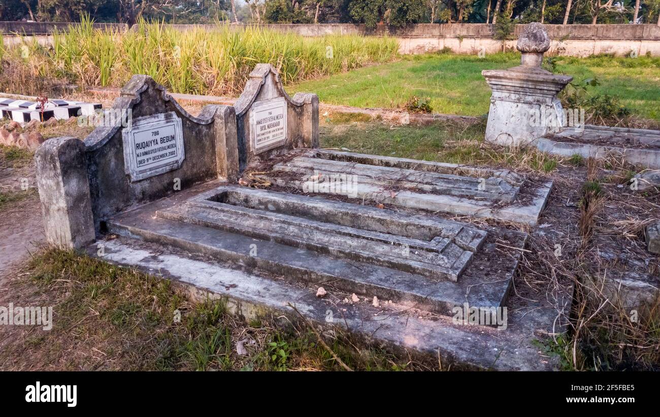 Murshidabad, West Bengal, India - January 2018: The grave of a warrior ...