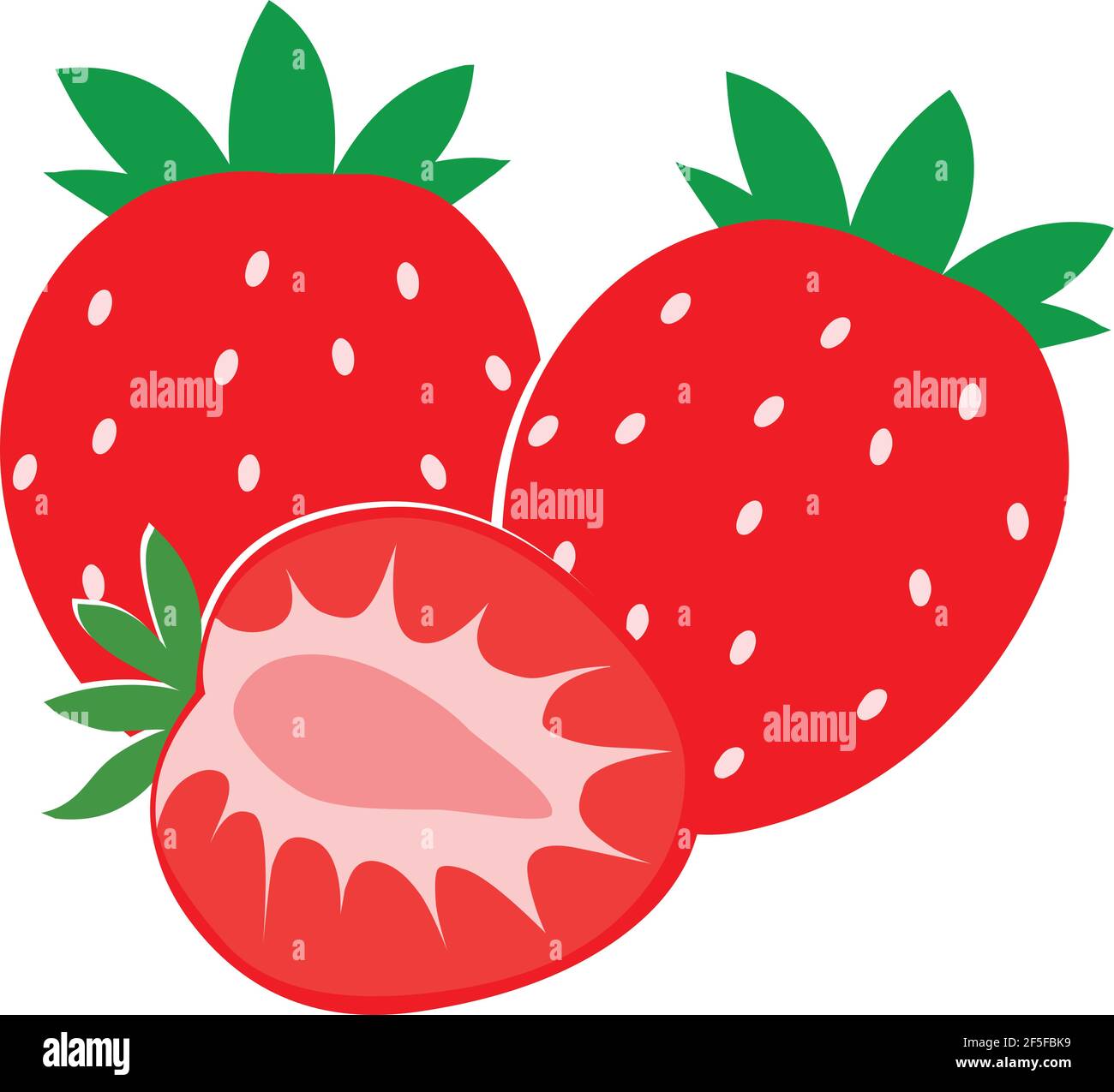 Strawberry flat style fruit illustration isolated on white background ...