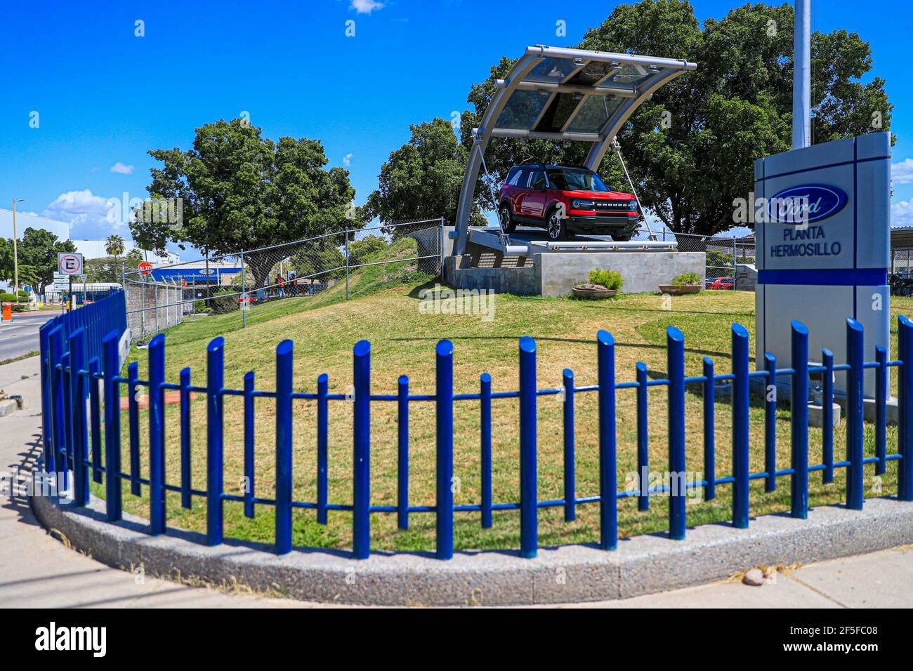 2021 Ford Bronco sport truck displayed at the entrance to the Ford ...