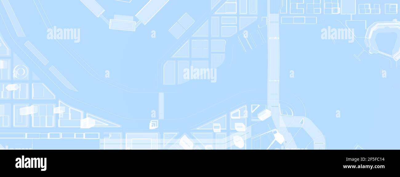 x-ray city infrastructure with river top view. 3d rendering Stock Photo ...