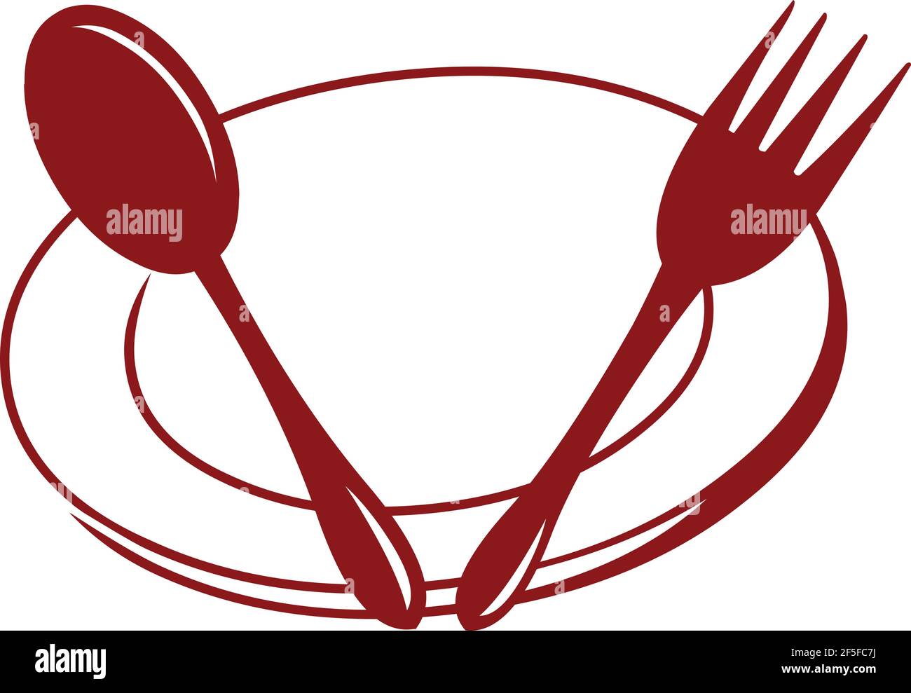 Plate and spoon restaurant logo icon vector isolated on white ...