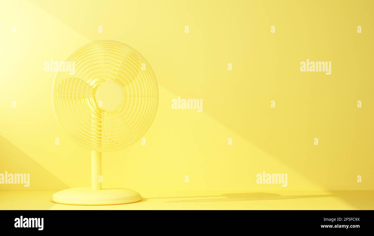 desktop fan in solid yellow. 3d rendering Stock Photo - Alamy