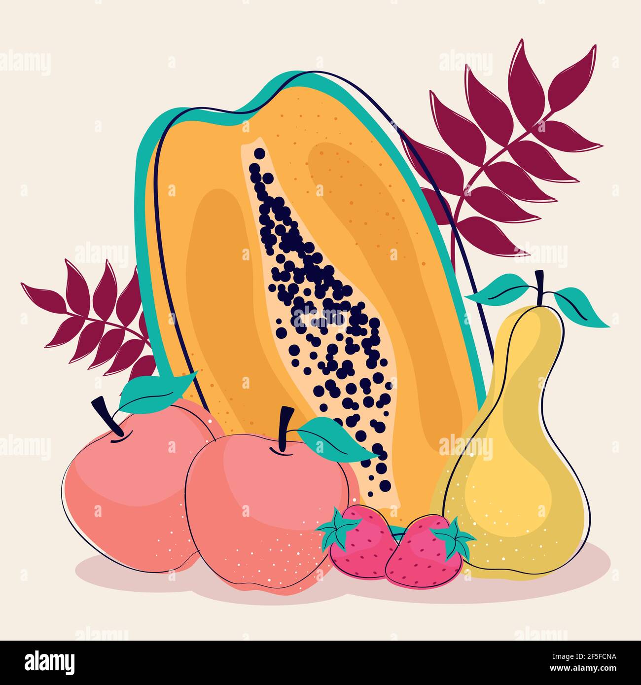 six tropical fruits Stock Vector Image & Art - Alamy
