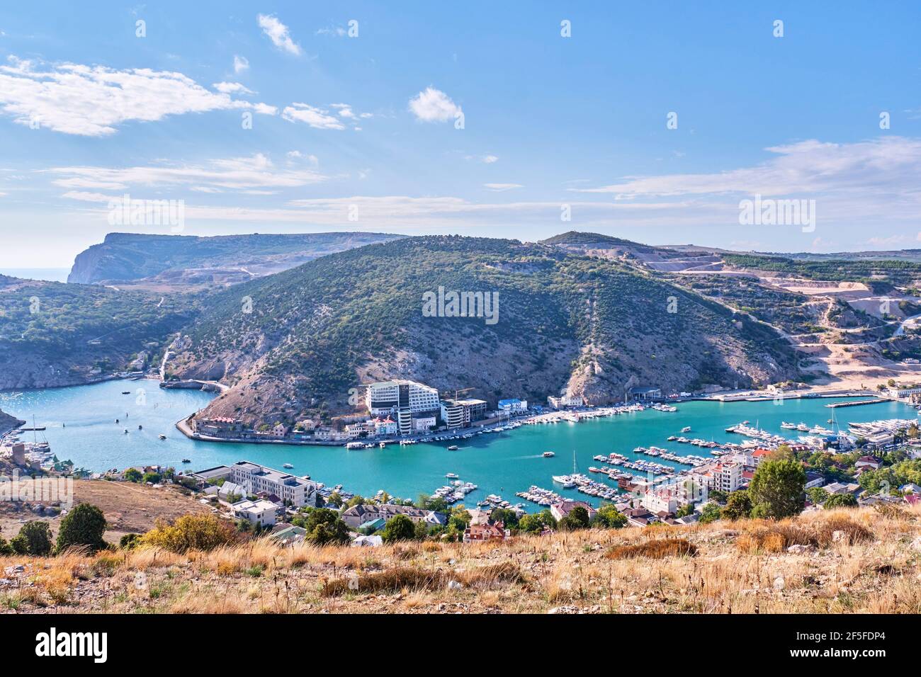 Panorama of the Balaklava Bay, city Sevastopol, Crimean Peninsula ...