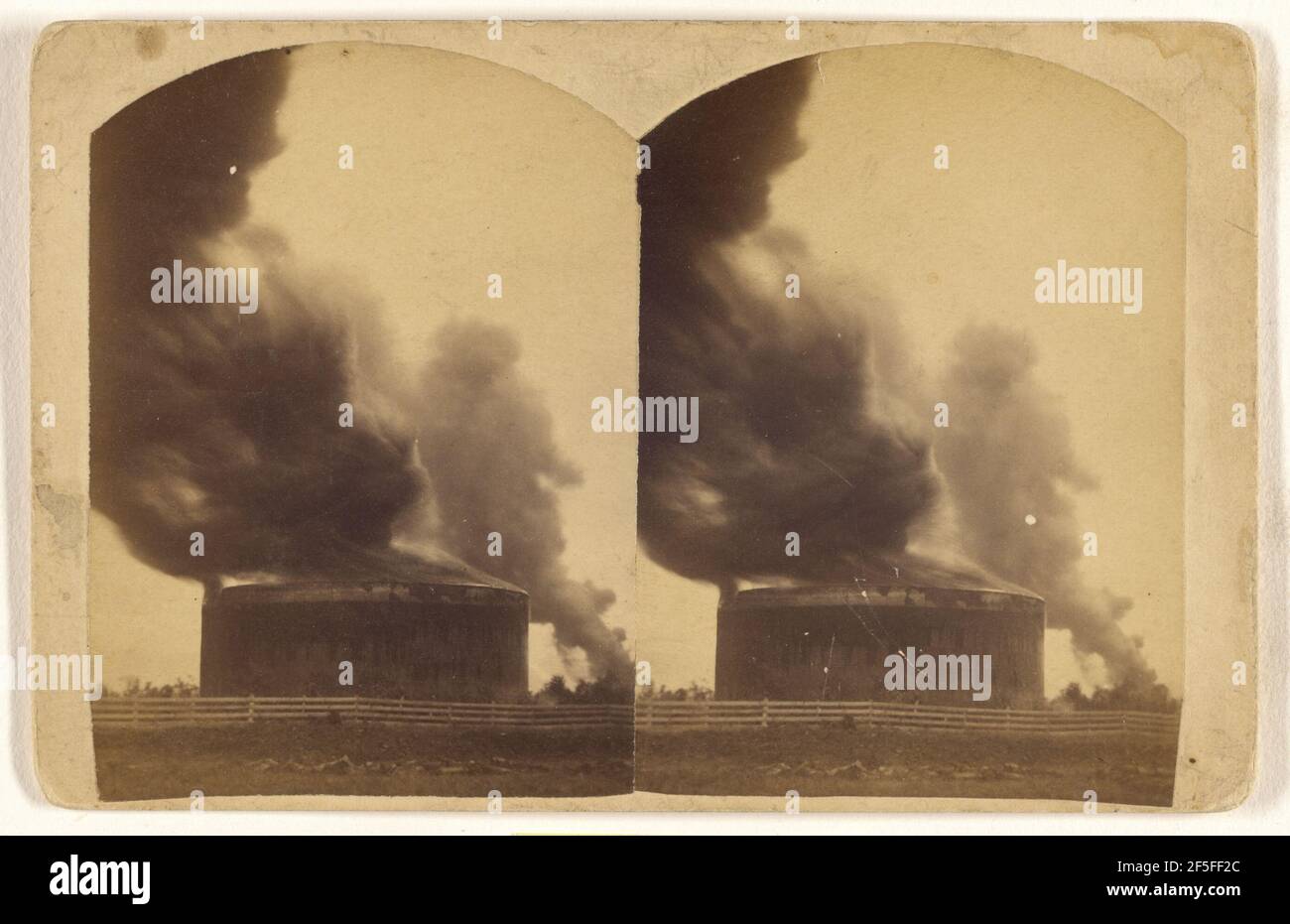 Burning Tank Olean, N.Y.. J. West (American, active Pennsylvania 1870s ...