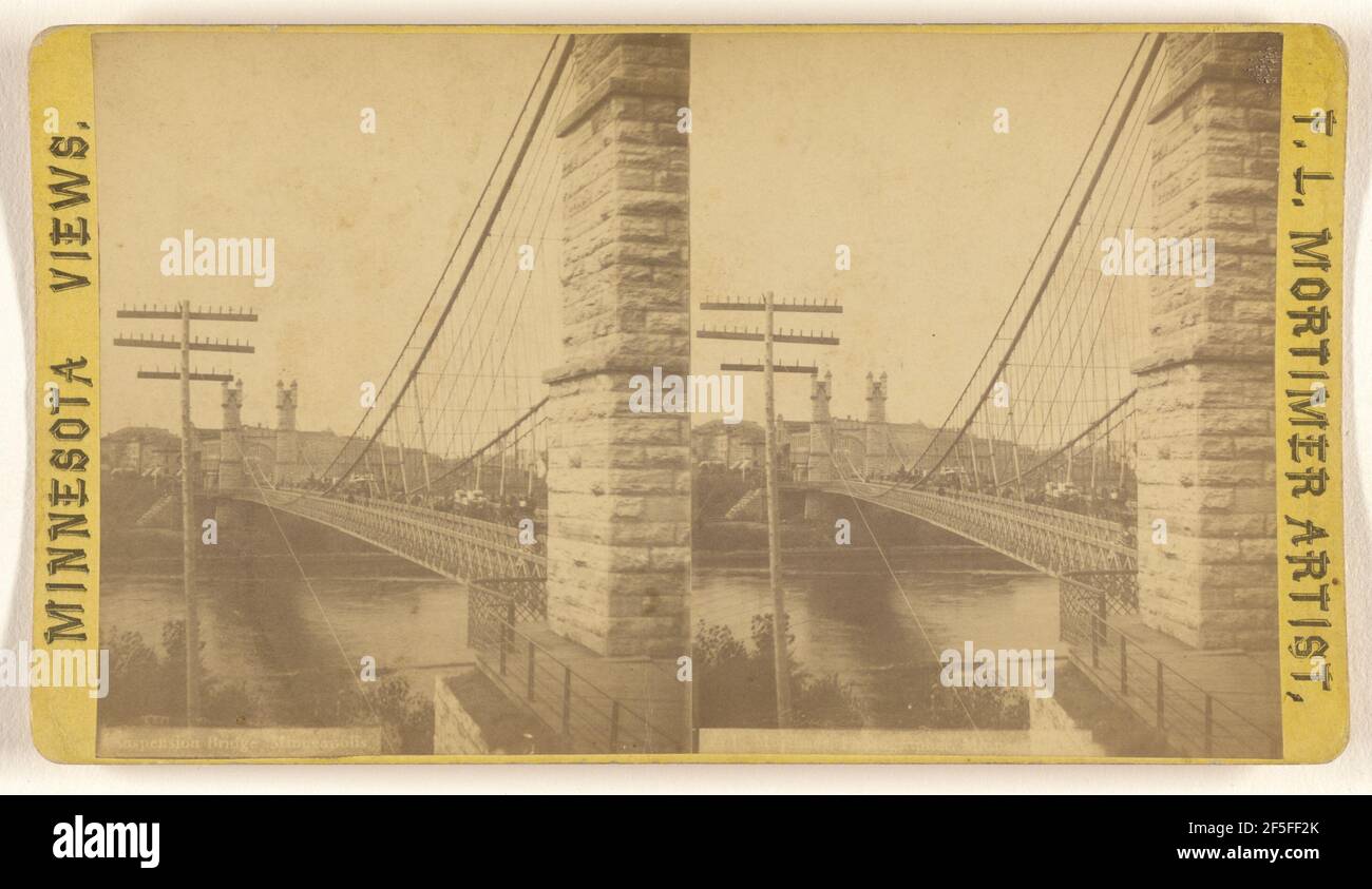 Suspension Bridge from Nicollet Island. Minneapolis, Minnesota. F.L ...