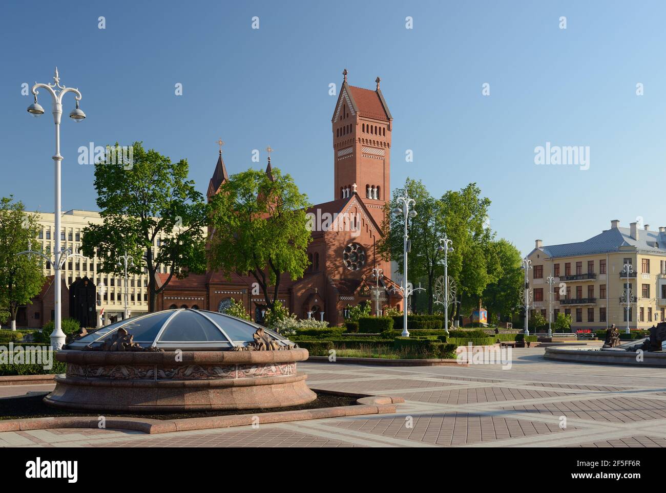 Minsk, Belarus - May 13, 2019. Church of Saints Simon and Helena . Red ...