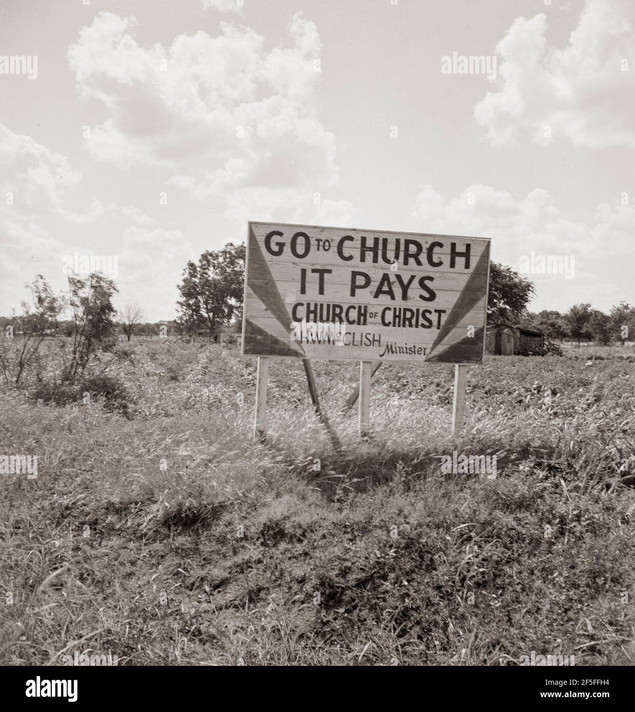 Georgia church road sign. June 1937.Photograph by Dorothea Lange Stock ...