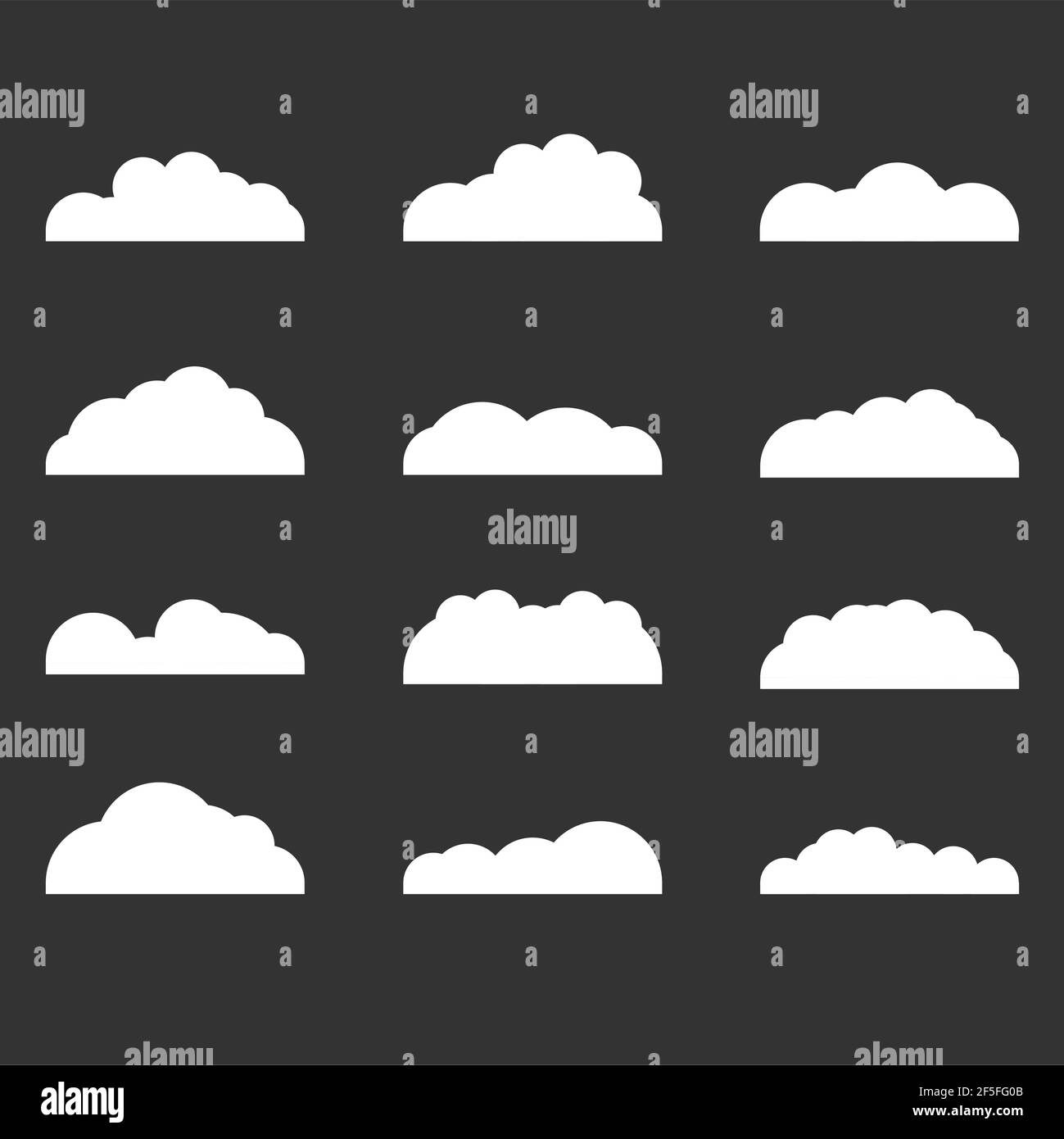 Set of diffenrent cloud icons in flat design isolated on black ...