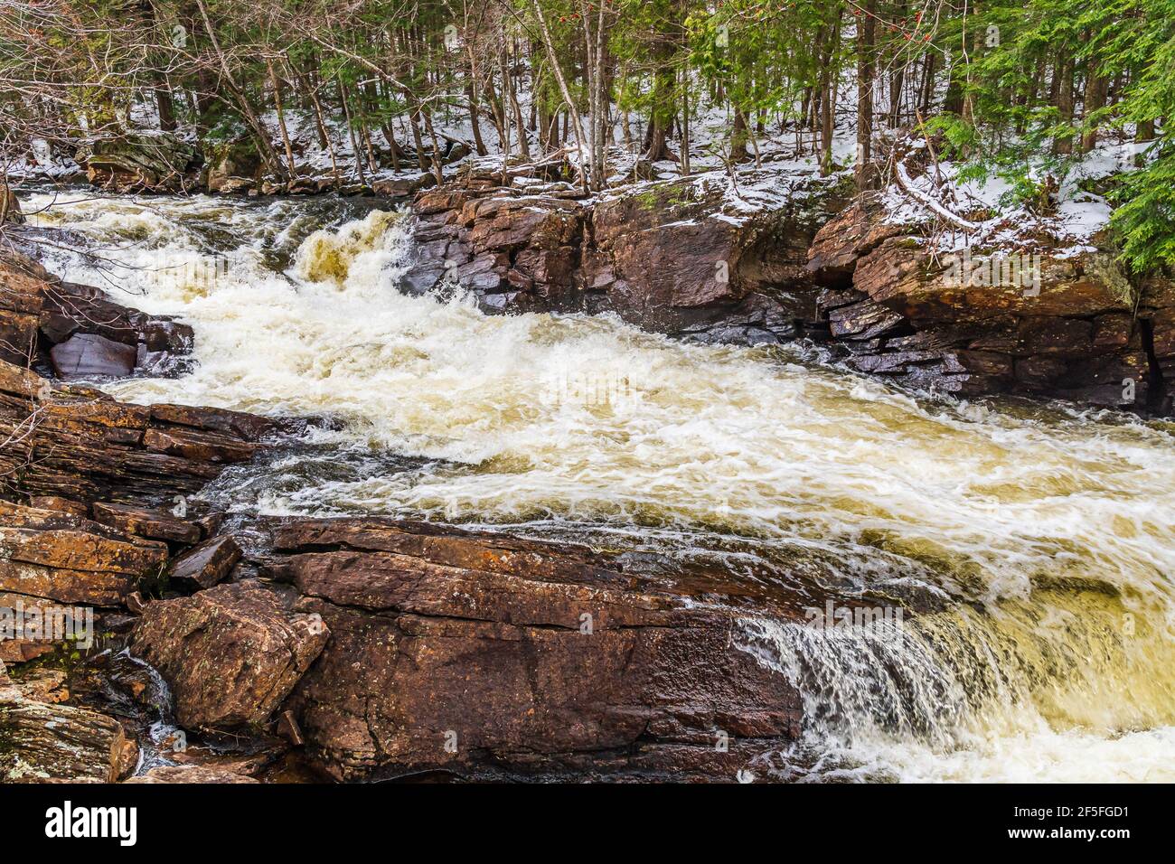 Oxtongue Rapids Conservation area Dwight Ontario Canada in winter Stock ...