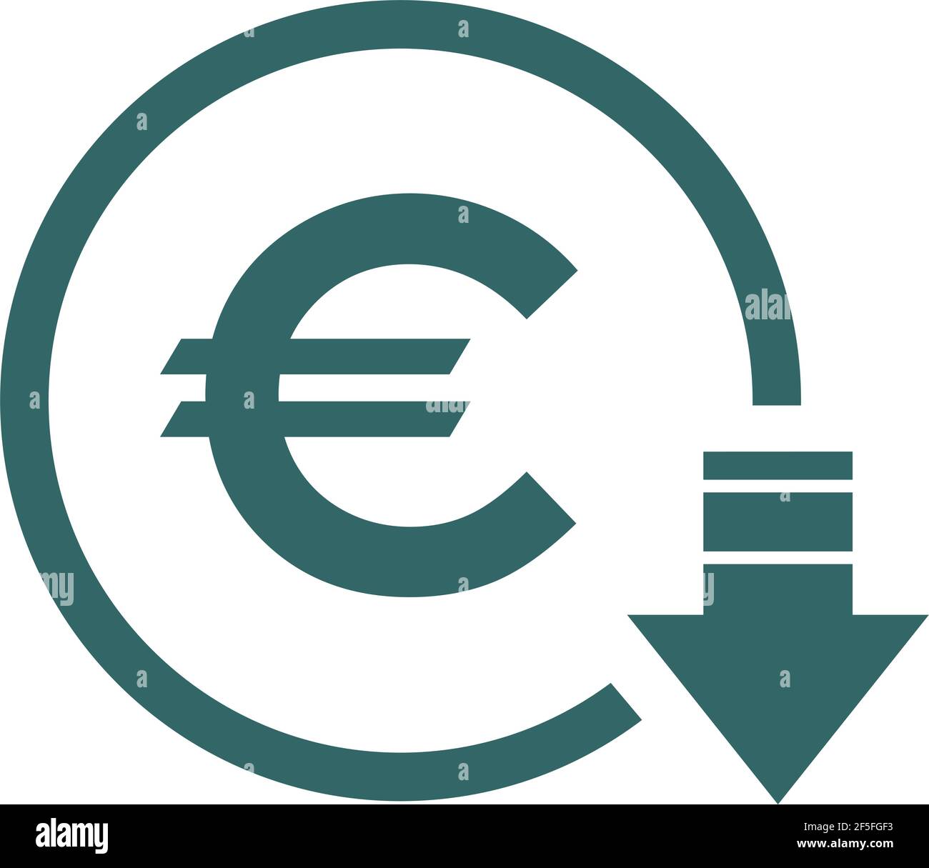 Cost reduction- decrease euro icon. Vector symbol image isolated on background Stock Vector ...