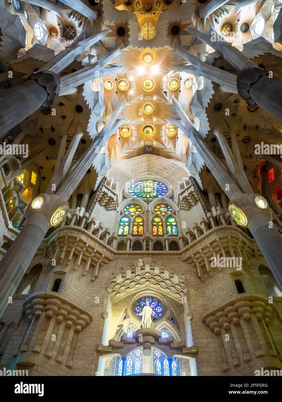 The Basilica i Temple Expiatori de la Sagrada Familia designed by Spanish architect Antoni Gaudi ...