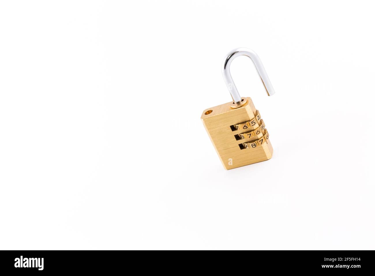 Open Combination Brass Padlock Isolated on White Background Stock Photo ...