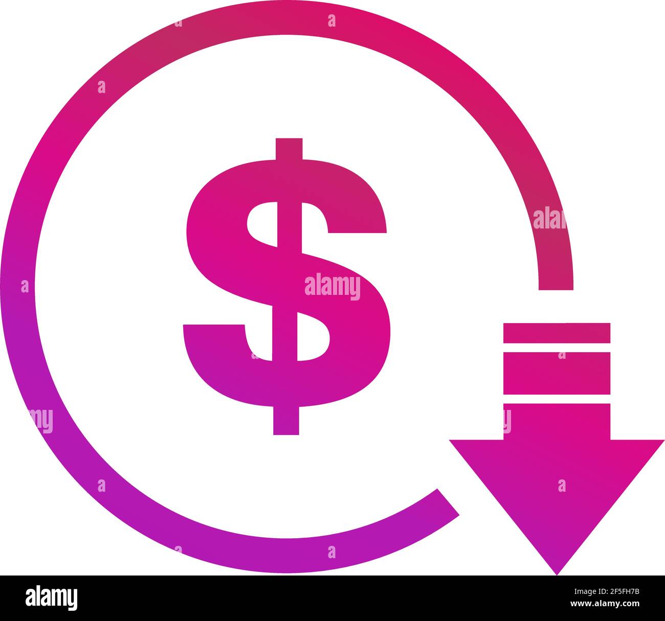 Cost reduction- decrease dollar icon. Vector symbol image isolated on ...