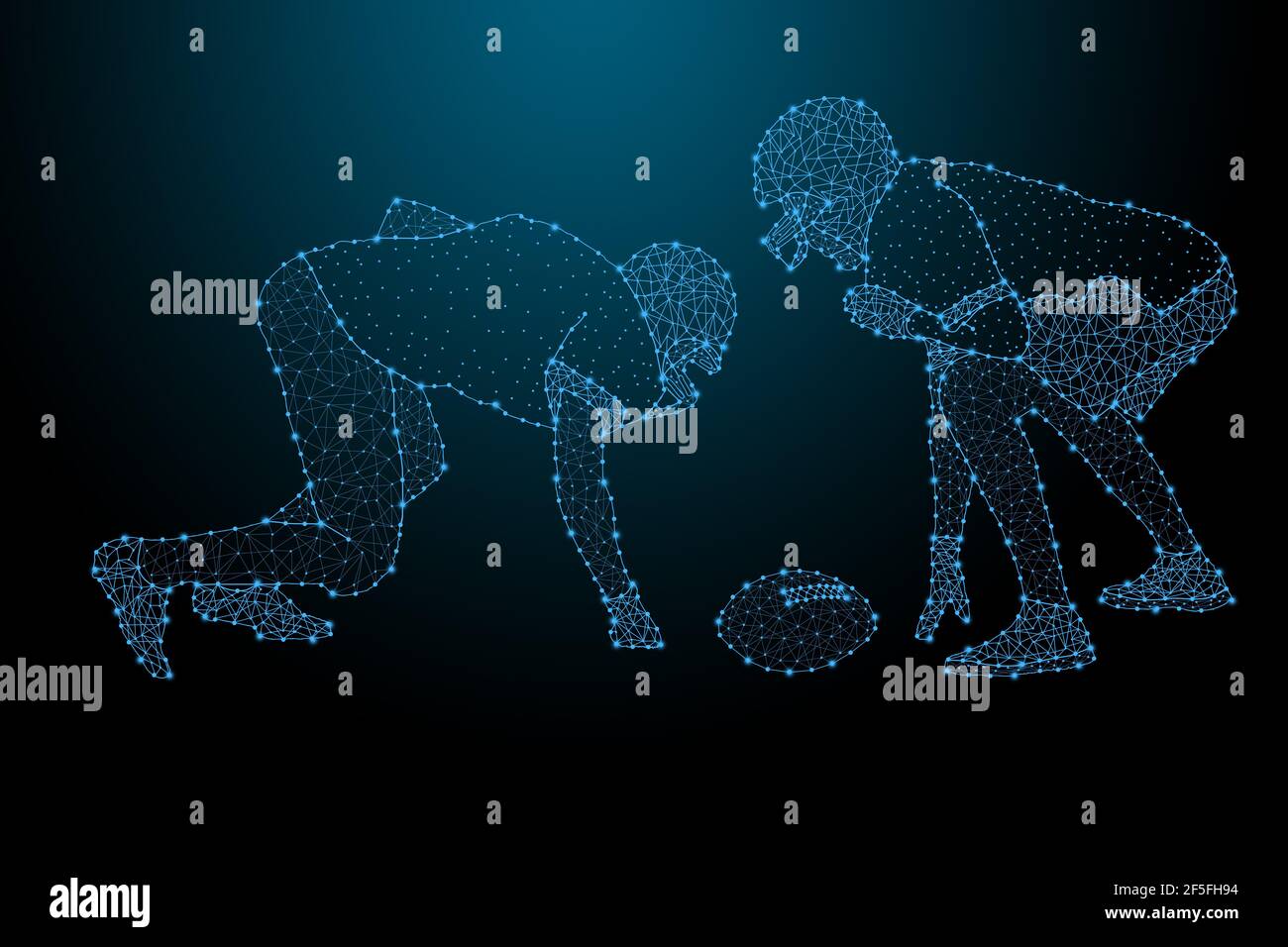 Football players American Football ball made of illuminated shapes ...