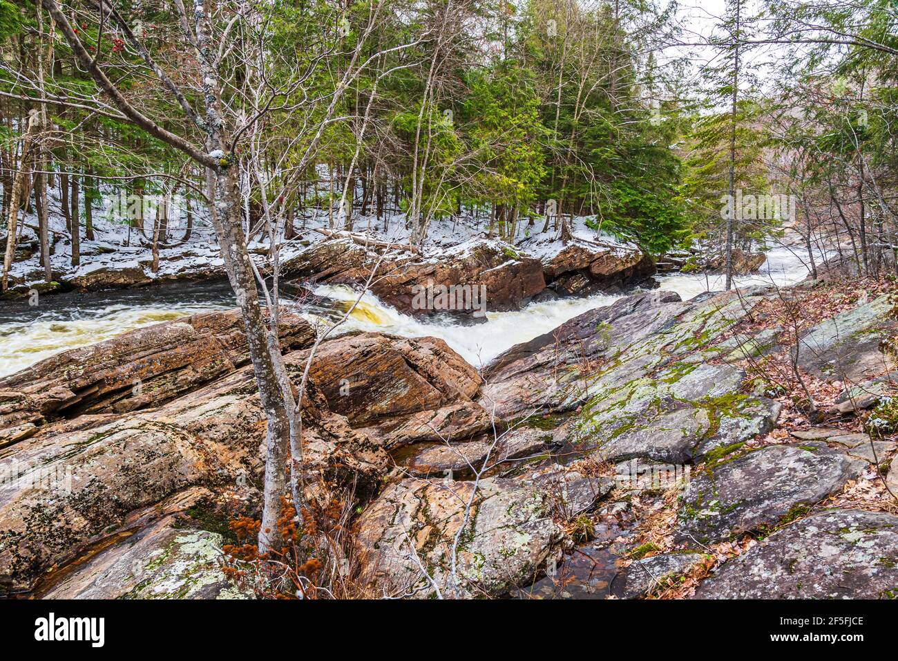 Oxtongue Rapids Conservation area Dwight Ontario Canada in winter Stock ...