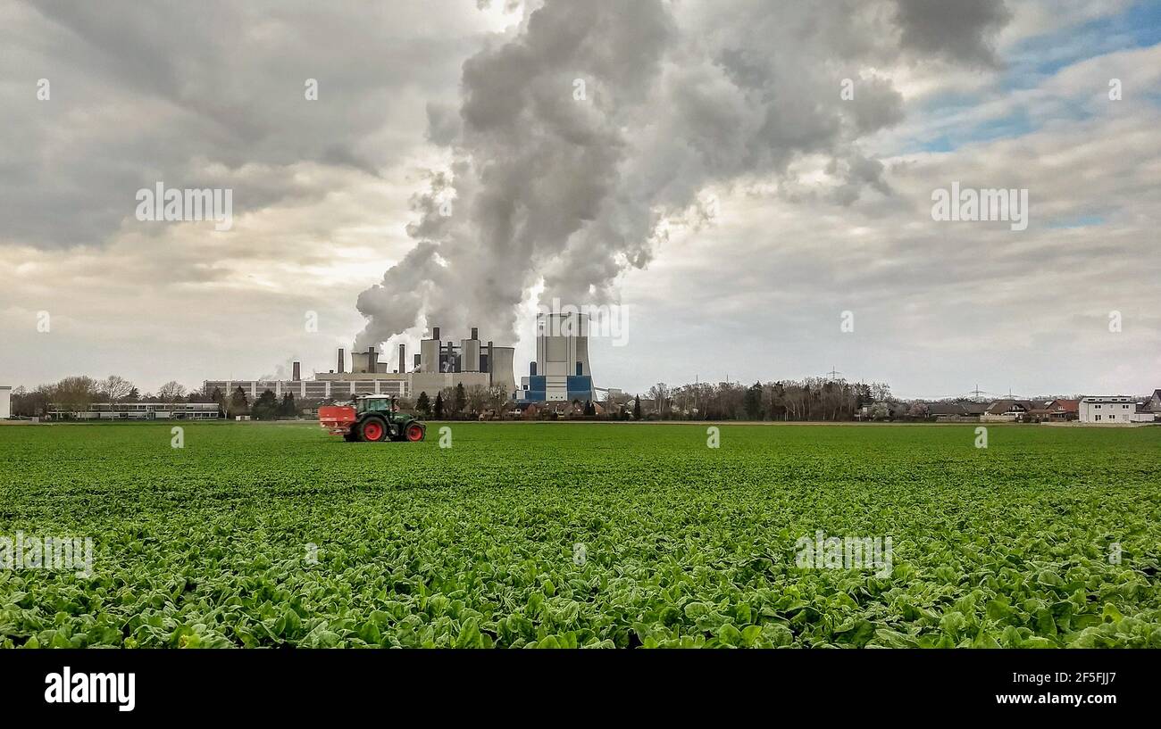 Bergheim, Germany - March 19, 2019: tractor farming an agricultural ...