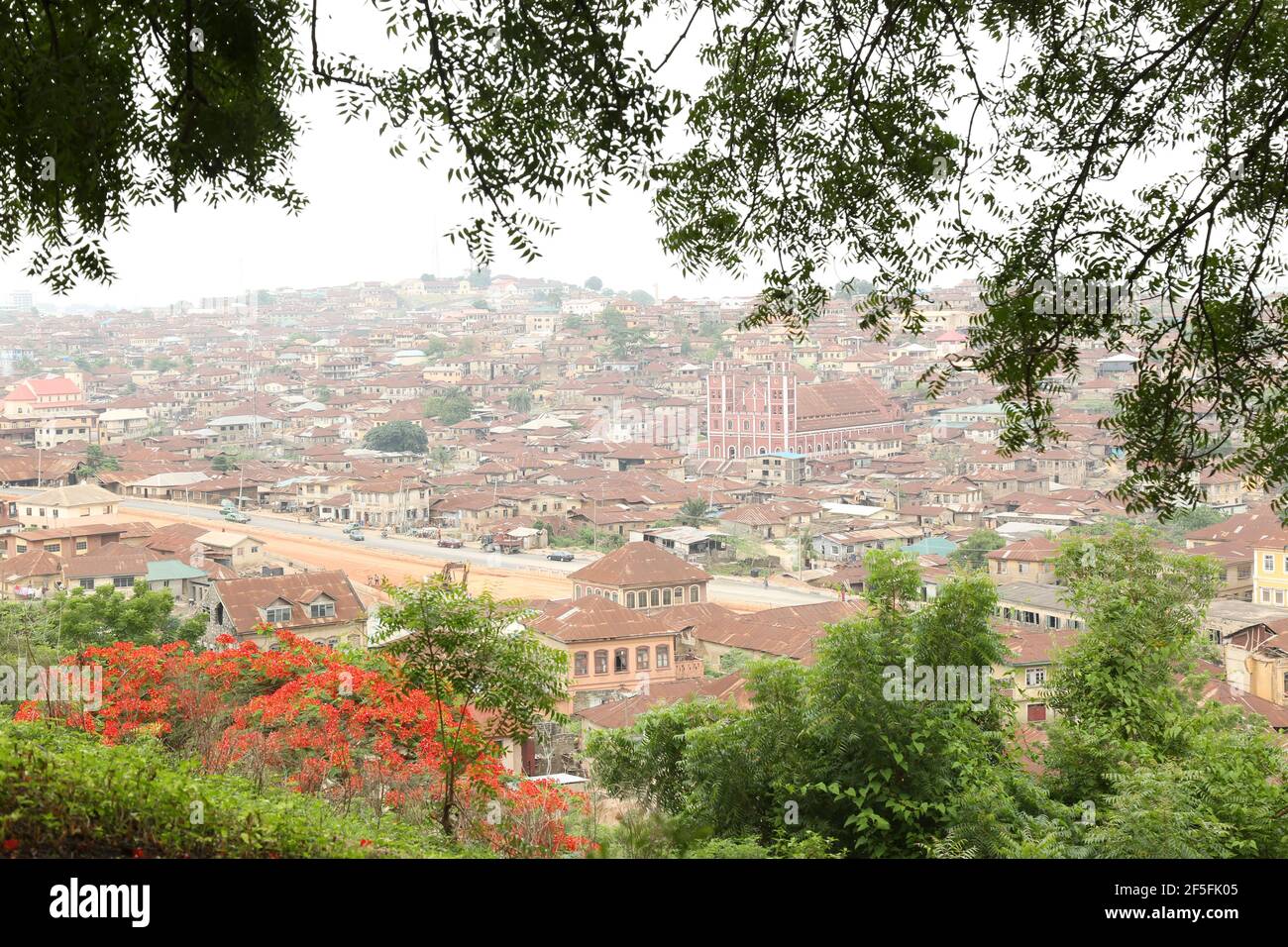 Aerial view of Abeokuta from Olumo mountain top, Abeokuta, Ogun State ...