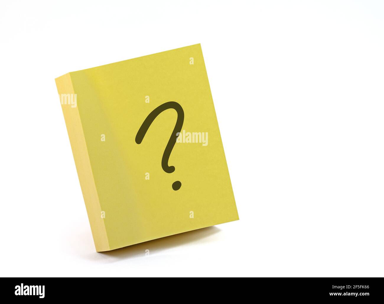 Sticky note pad with question mark against a white background Stock ...