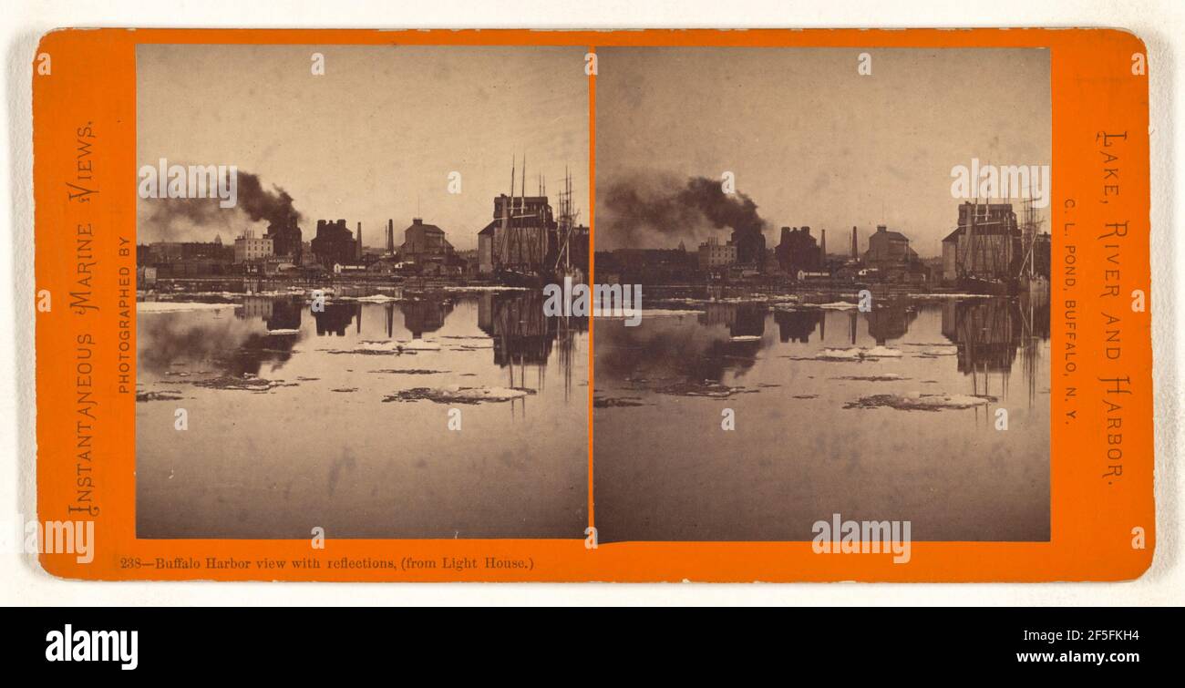 Buffalo Harbor view with reflections, (from Light House.). C.L. Pond ...