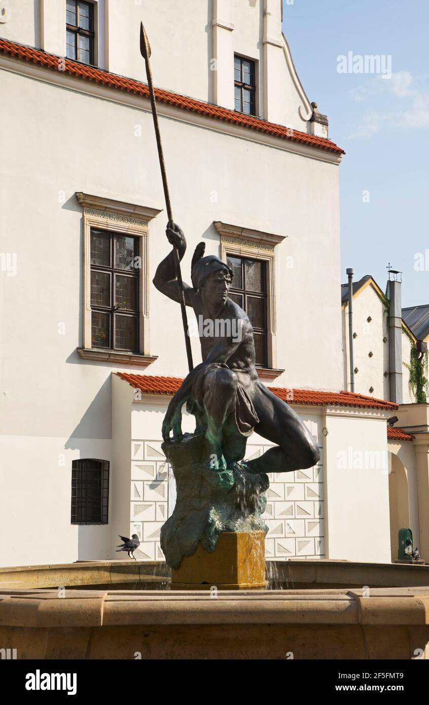 Fountain of Mars at Old Market square in Poznan. Poland Stock Photo - Alamy