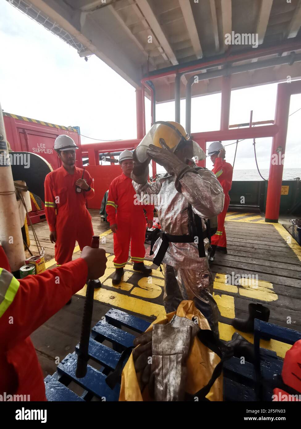 seafarer carried out monthly fire drill on deck, to refresh their ...
