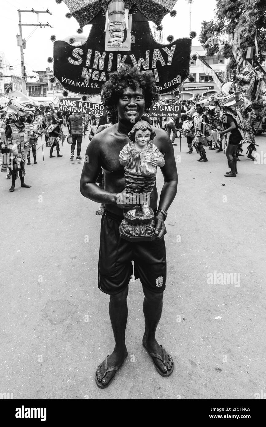 Ati atihan festival kalibo Black and White Stock Photos & Images - Alamy