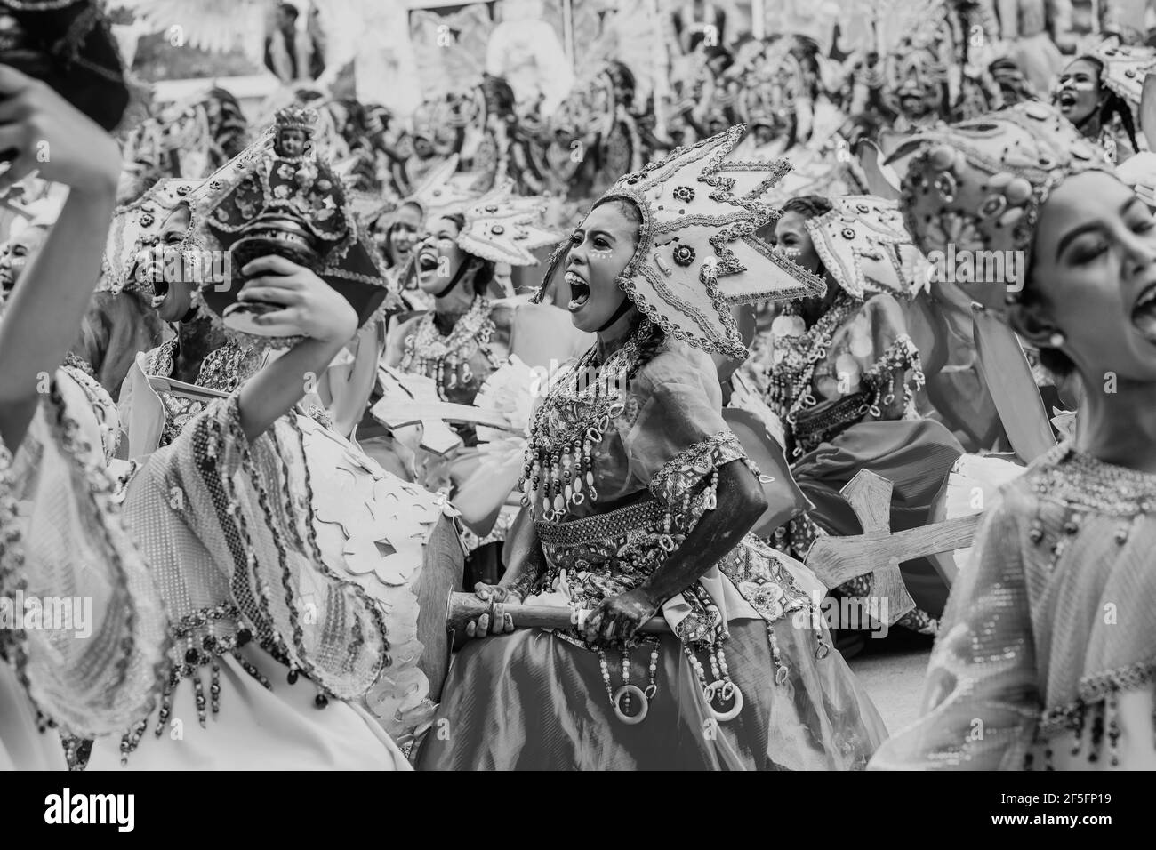 Tribal Dancing, Dinagyang Festival, Iloilo City, Panay Island, The ...