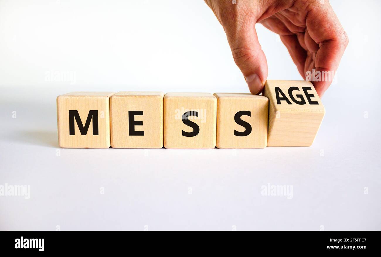 Make your mess your message symbol. Businessman turns cubes and changes ...