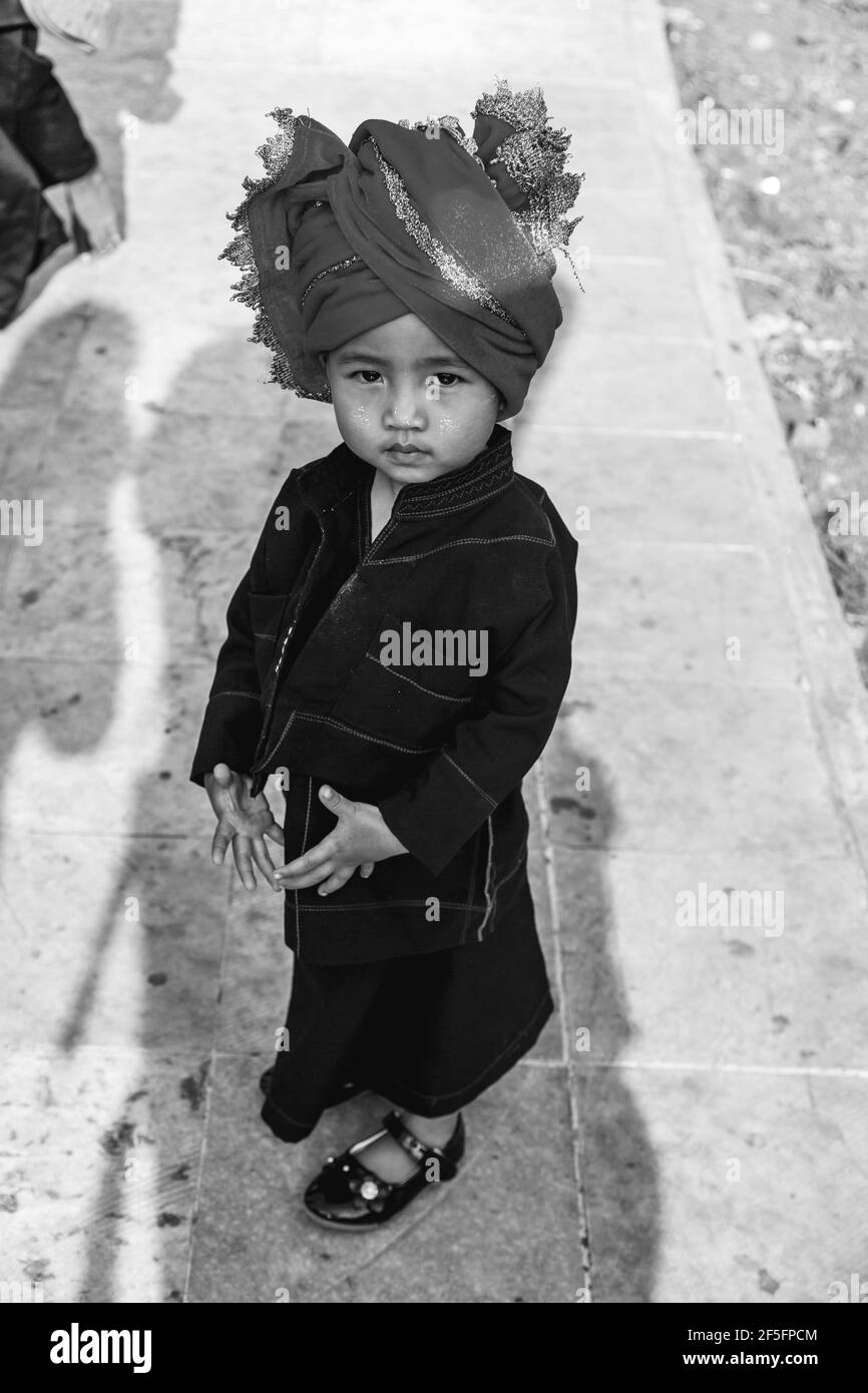 A Girl From The Pa’O Ethnic Group In Traditional Costume At The Kakku ...