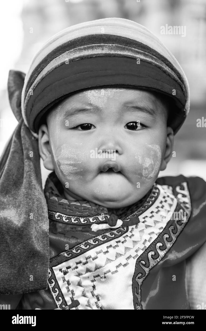 A Baby From The Shan Ethnic Group Dressed In The Colours Of The Shan ...