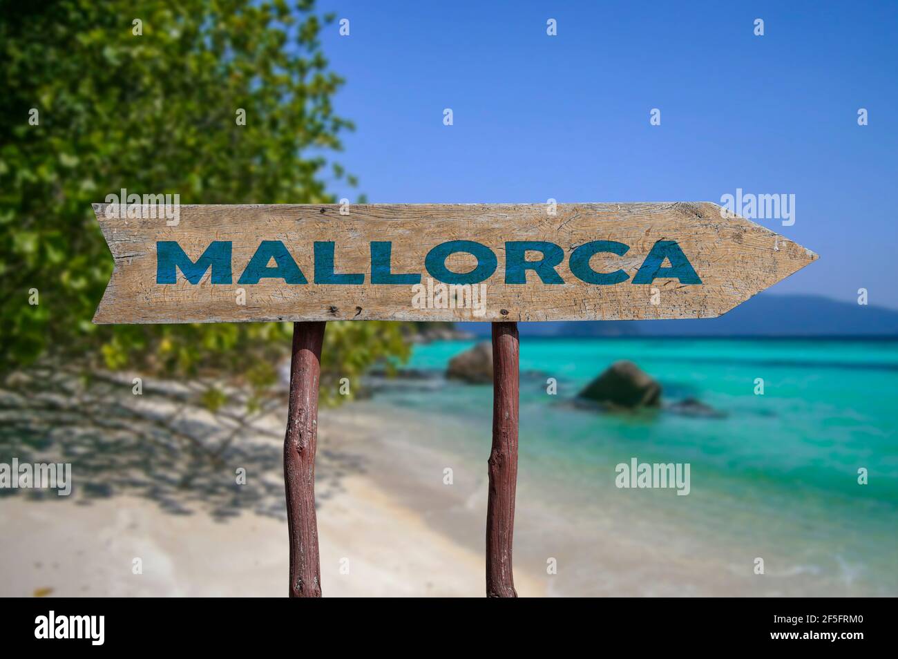 Mallorca wooden sign beach hi-res stock photography and images - Alamy