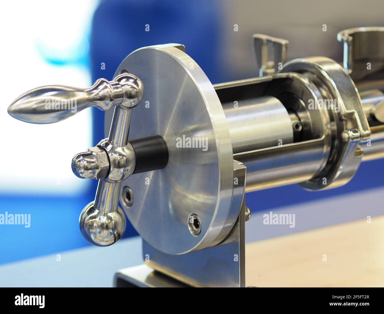 Stainless steel crank driven valve assembly Stock Photo - Alamy