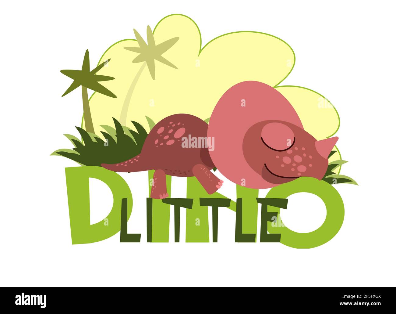 little dinosaur cub is sleeping. The isolated object on a white ...