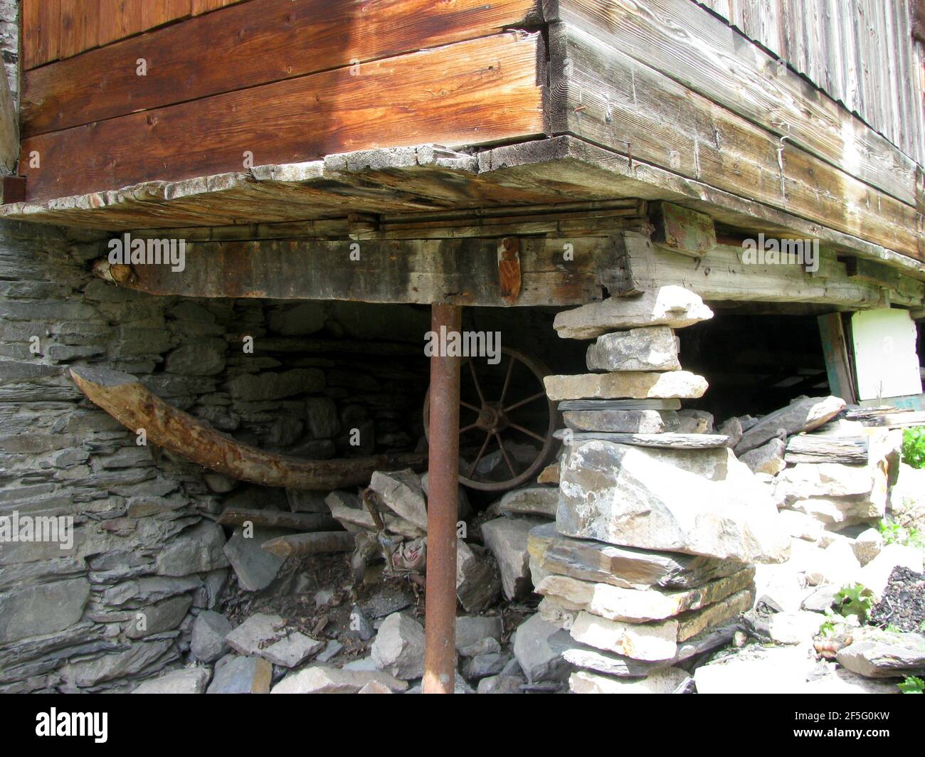 old underpinned house in Ushguli Georgia Stock Photo - Alamy