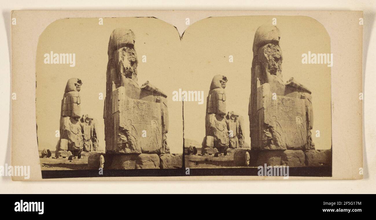 Two Colossal Statues Mensior (?). Thebes. Francis Frith (English, 1822 ...