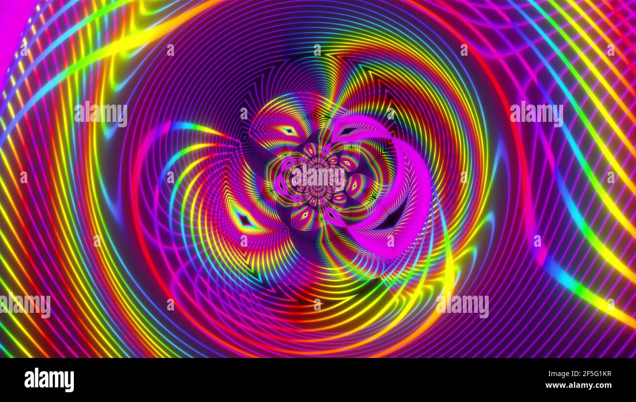 Geometric party with 3d render futuristic rainbow vortex and swirling ...