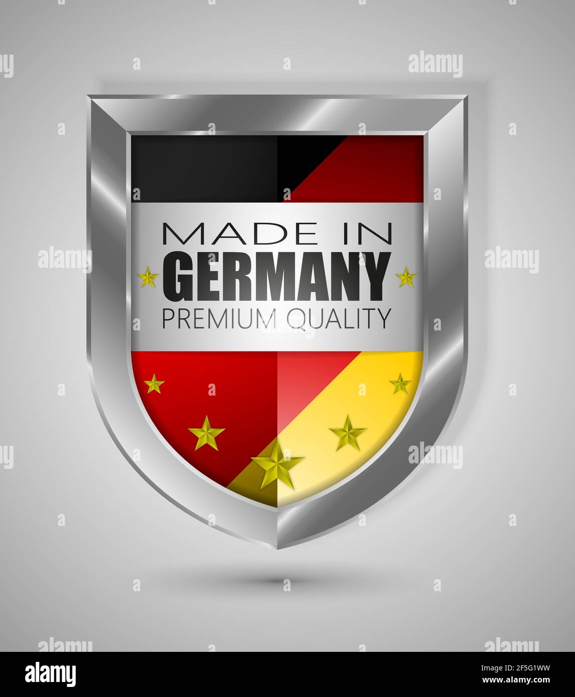 EPS10 Vector illustration. Realistic shield. Made in Germany, Premium ...