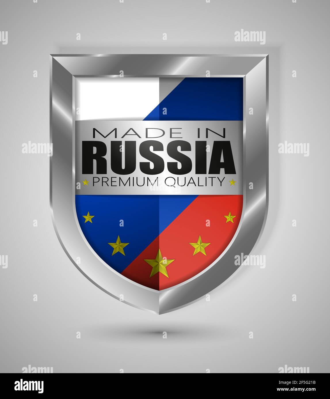 EPS10 Vector illustration. Realistic shield. Made in Russia, Premium ...