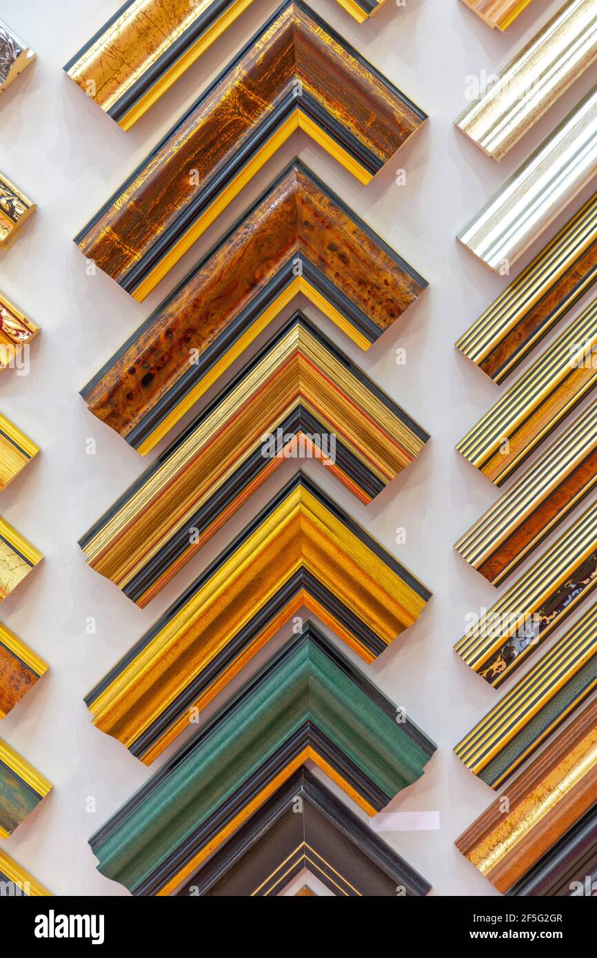 Picture Frame Corner Art Colour Samples at Wall Stock Photo - Alamy