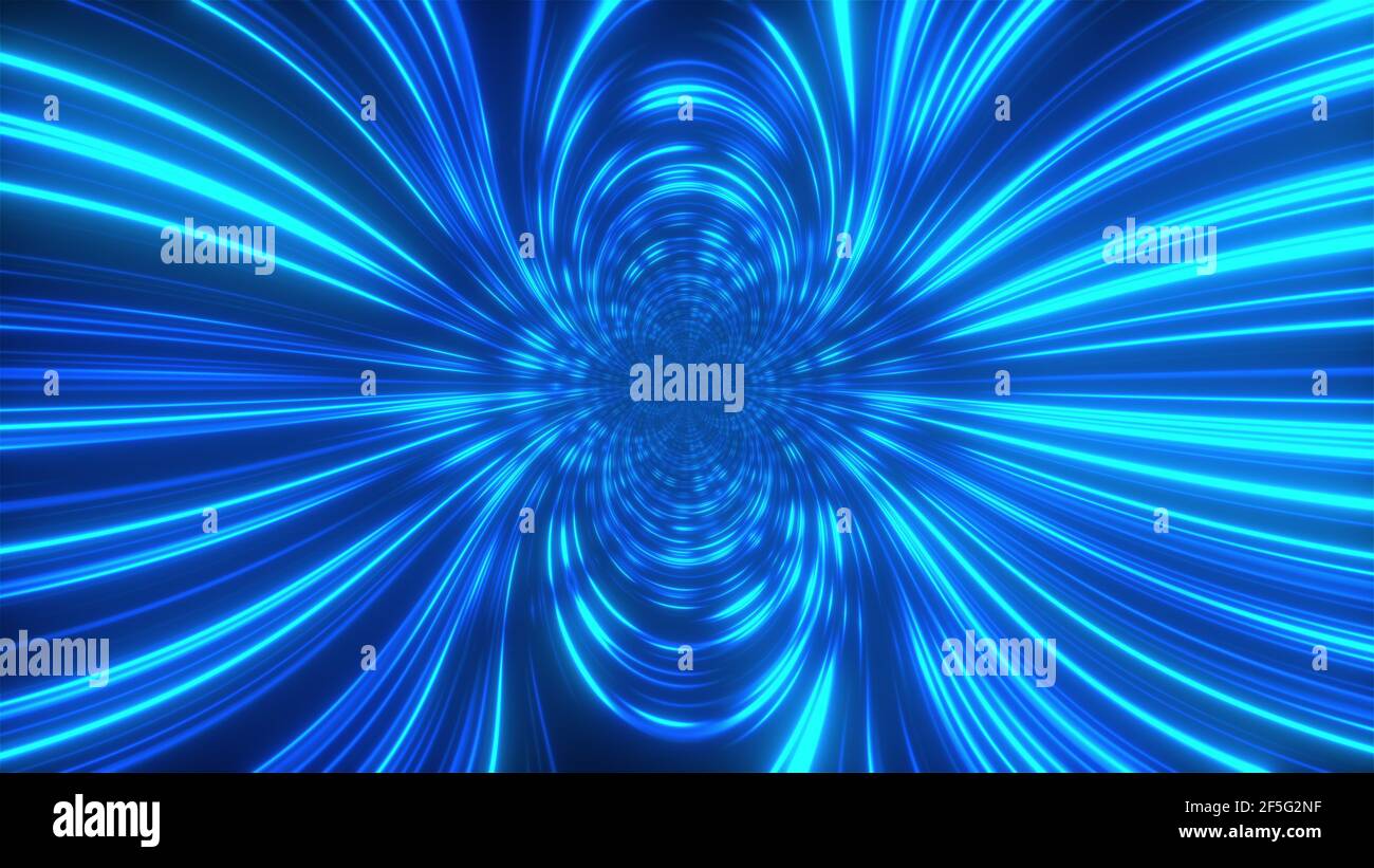 Futuristic 3D render of wormhole with curved dynamic space. Geometric ...