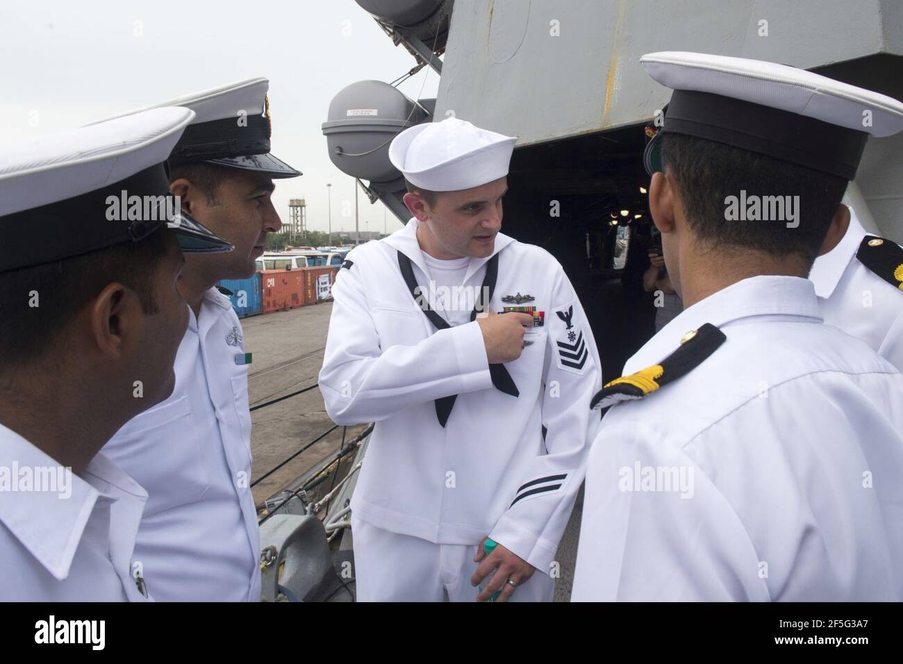 Quartermaster 1st Class gives a tour of the Arleigh Burke-class guided ...