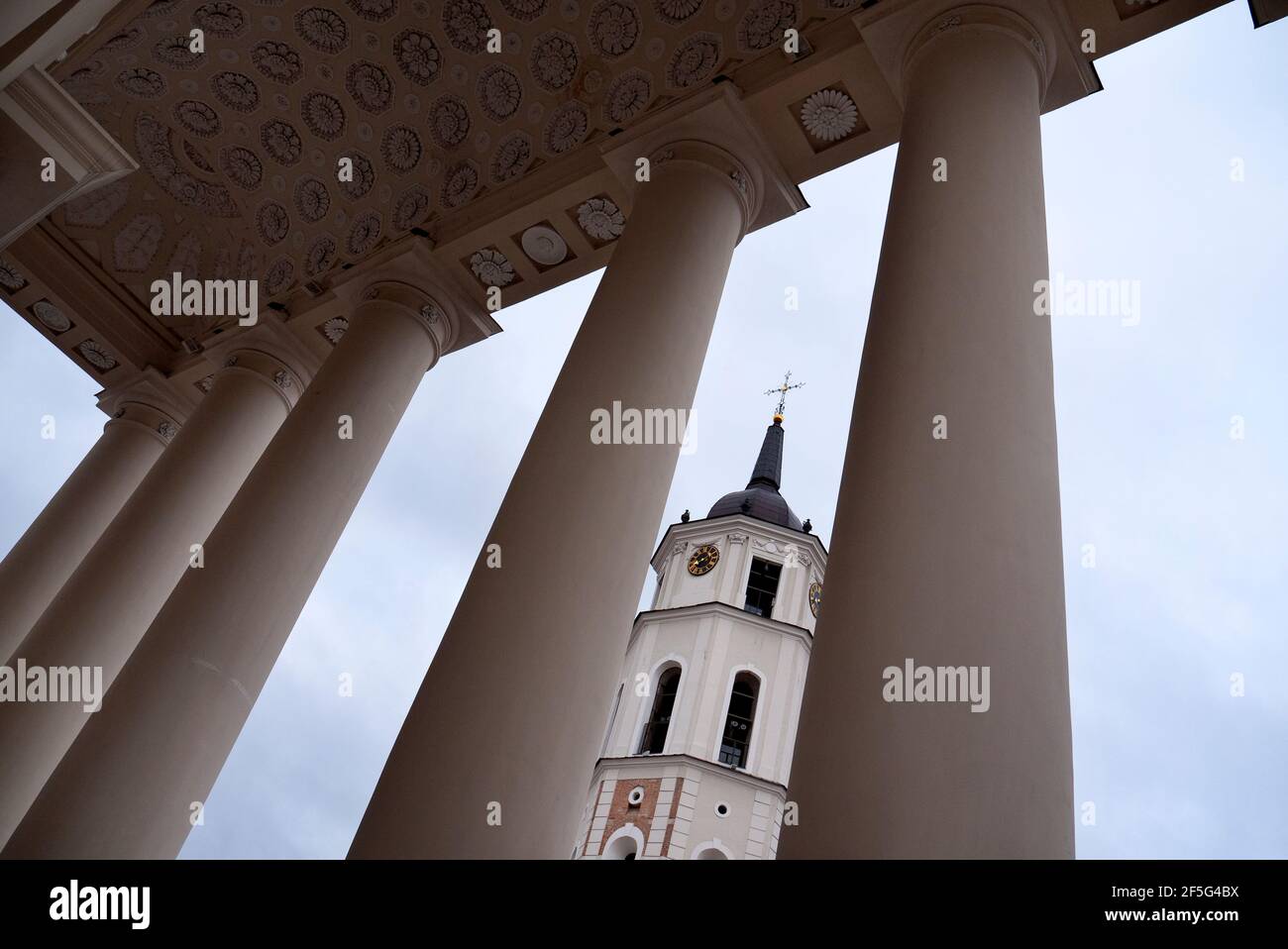 A view of Arkikatedros Varpinė from the cathedral, old town of Vilnius ...