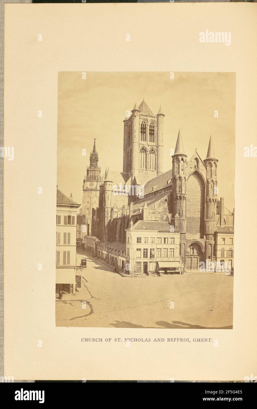 Church of Saint Nicholas and Beffroi, Ghent. Cundall & Fleming Stock ...