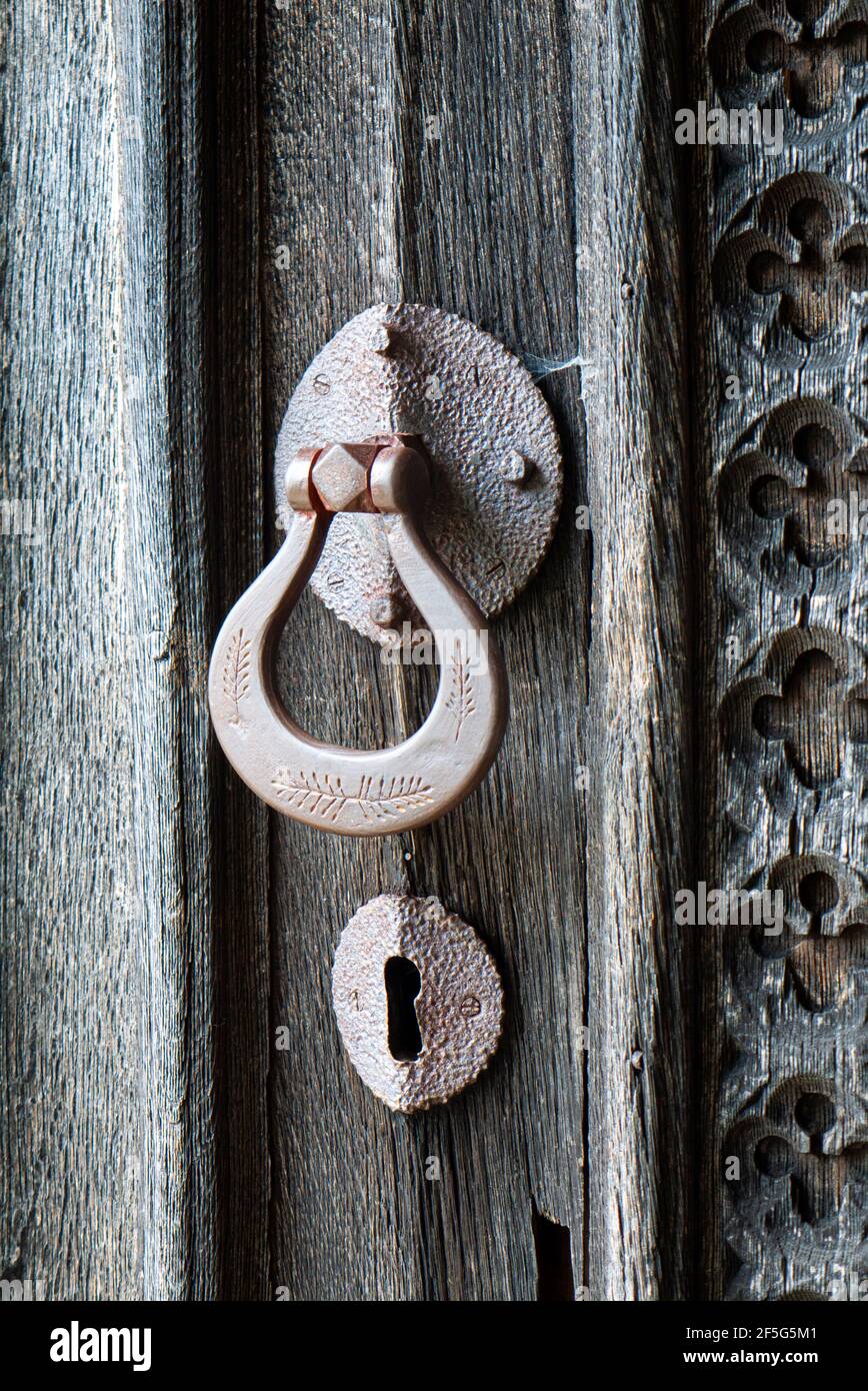 Latch handle and key-hole on the door of Holy Trinity Church, Long ...