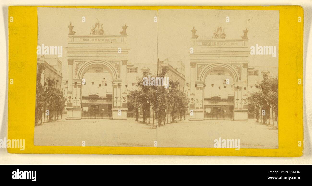 Calle y Arco del 5 de Mayo. Julio Michaud (French, active Mexico City ...