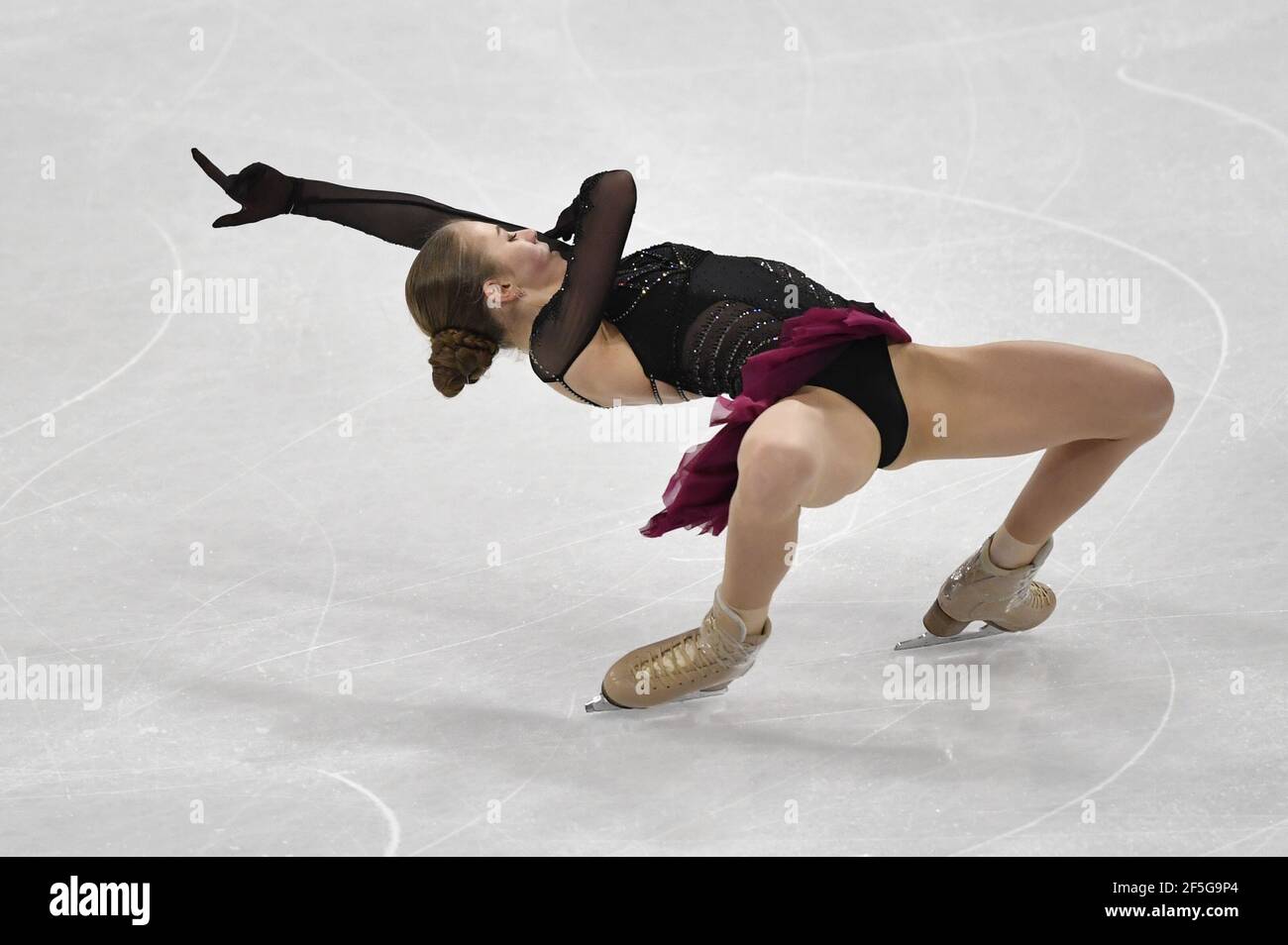 STOCKHOLM 20210326 Alexandra Trusova competing för the FSR performs ...