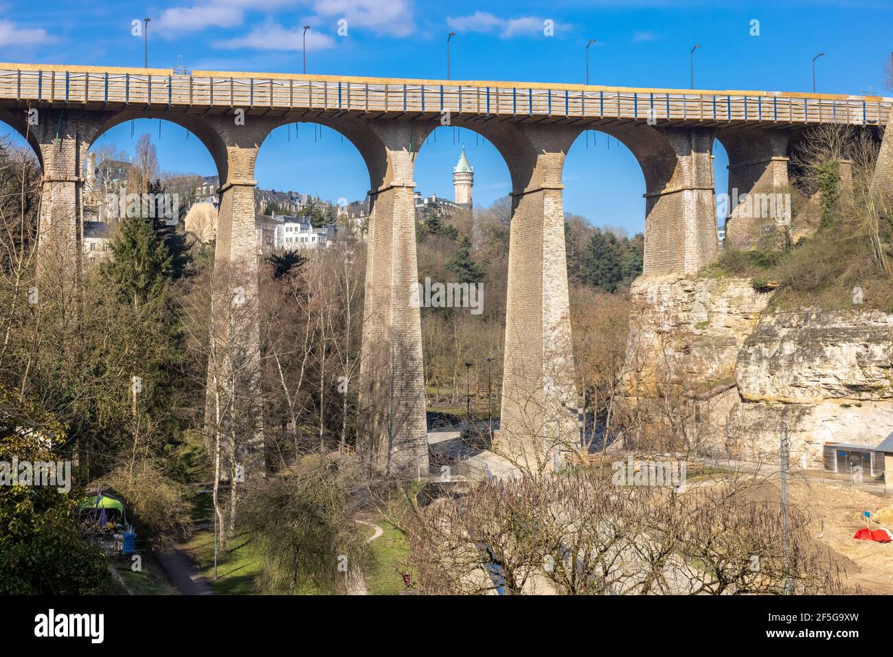 Bridge "Passerelle" over the valley of the river "Petrus Stock Photo ...