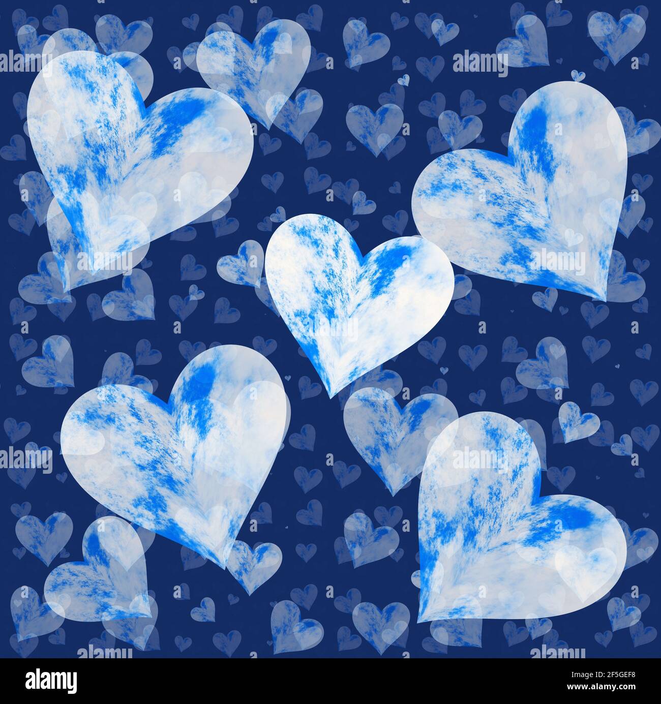 flying sky hearts on blue backgrounds. Love symbol Stock Photo - Alamy